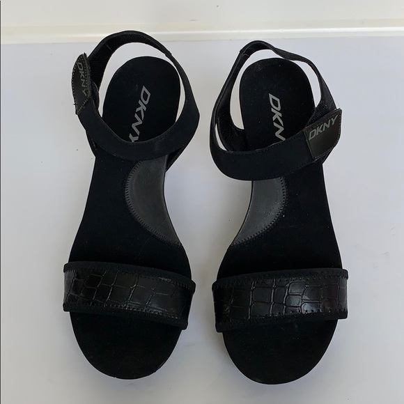 Dkny | Shoes | Dkny Black Suede Net Platform Sandals | Poshmark